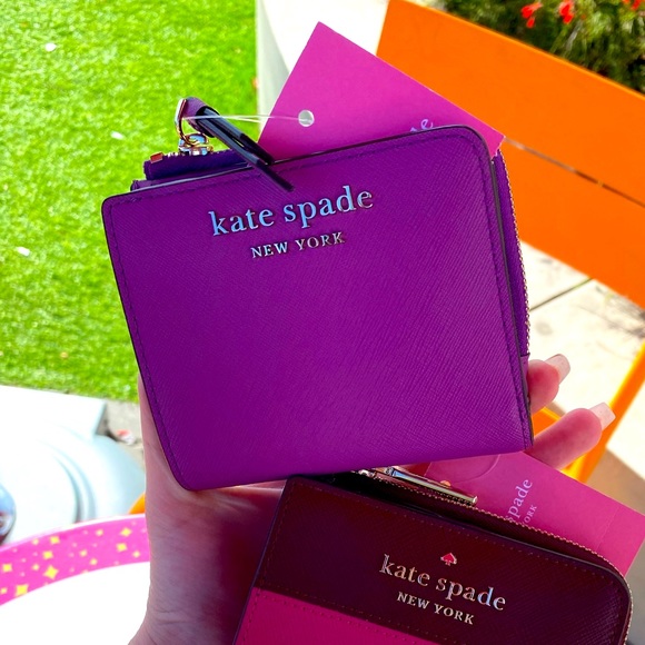 kate spade | Bags | Kate Spade Berry Purple Saffiano Leather Silver ...